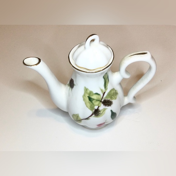 Dining | Vintage Nantucket Mini Teapot Art Floral Porcelain Gold Trim ...